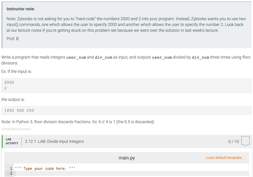 Solved Instructor note: Note: Zybooks is not asking for you | Chegg.com