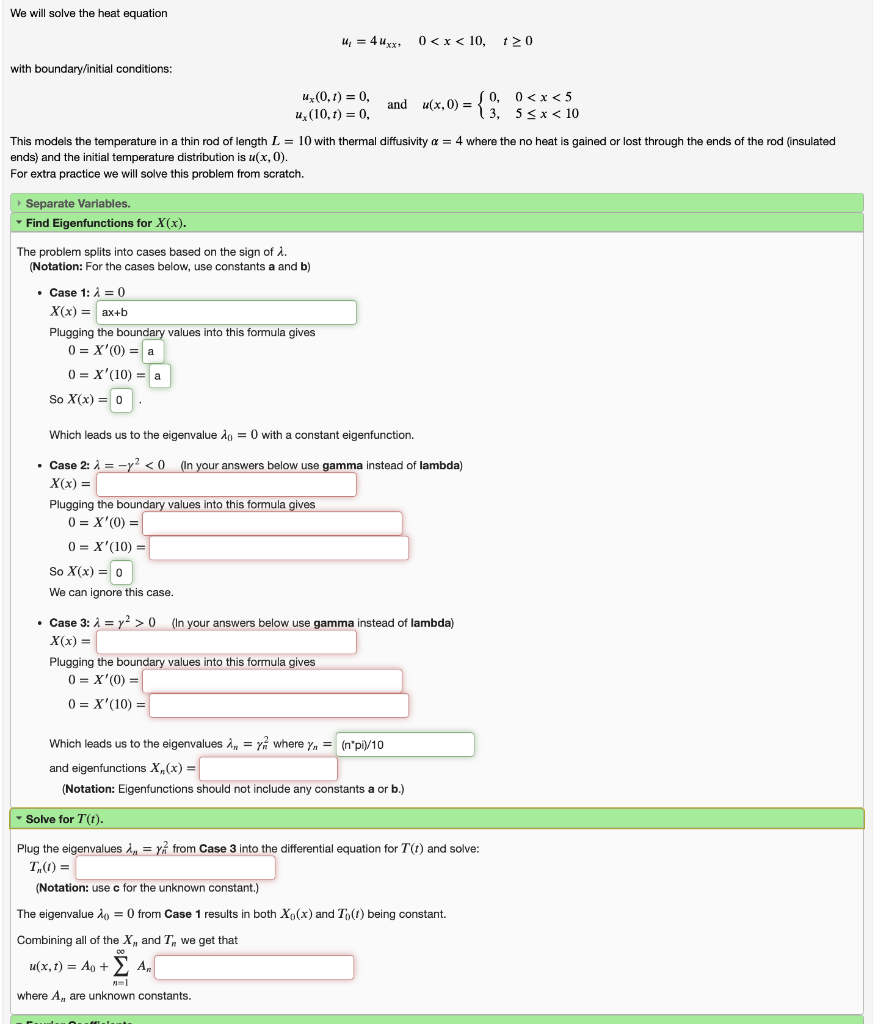 Solved We will solve the heat equation ui=4uxx,0 | Chegg.com