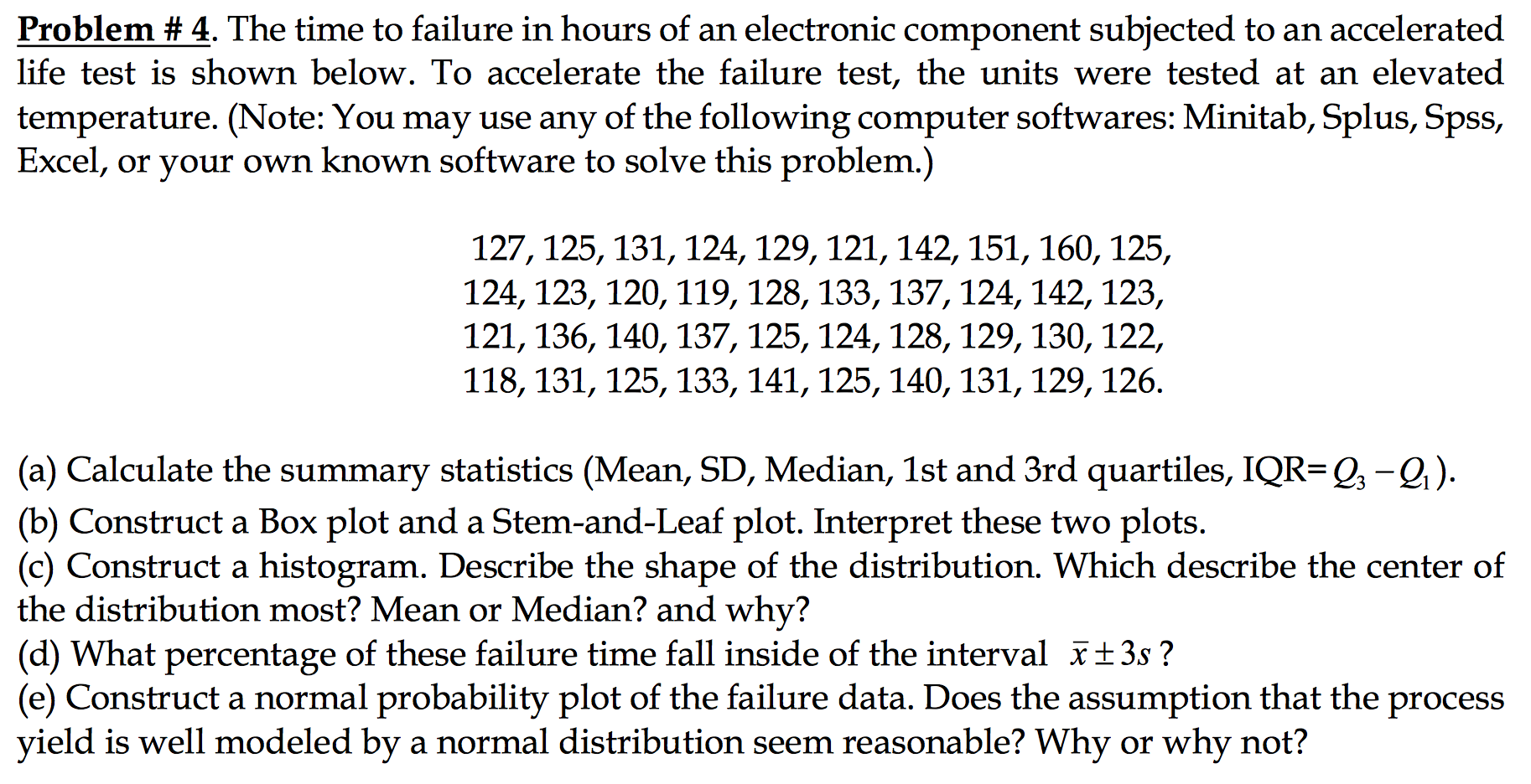 Solved Problem # 4. The time to failure in hours of an | Chegg.com