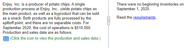 Solved Enjoy, Inc. is a producer of potato chips. A single | Chegg.com