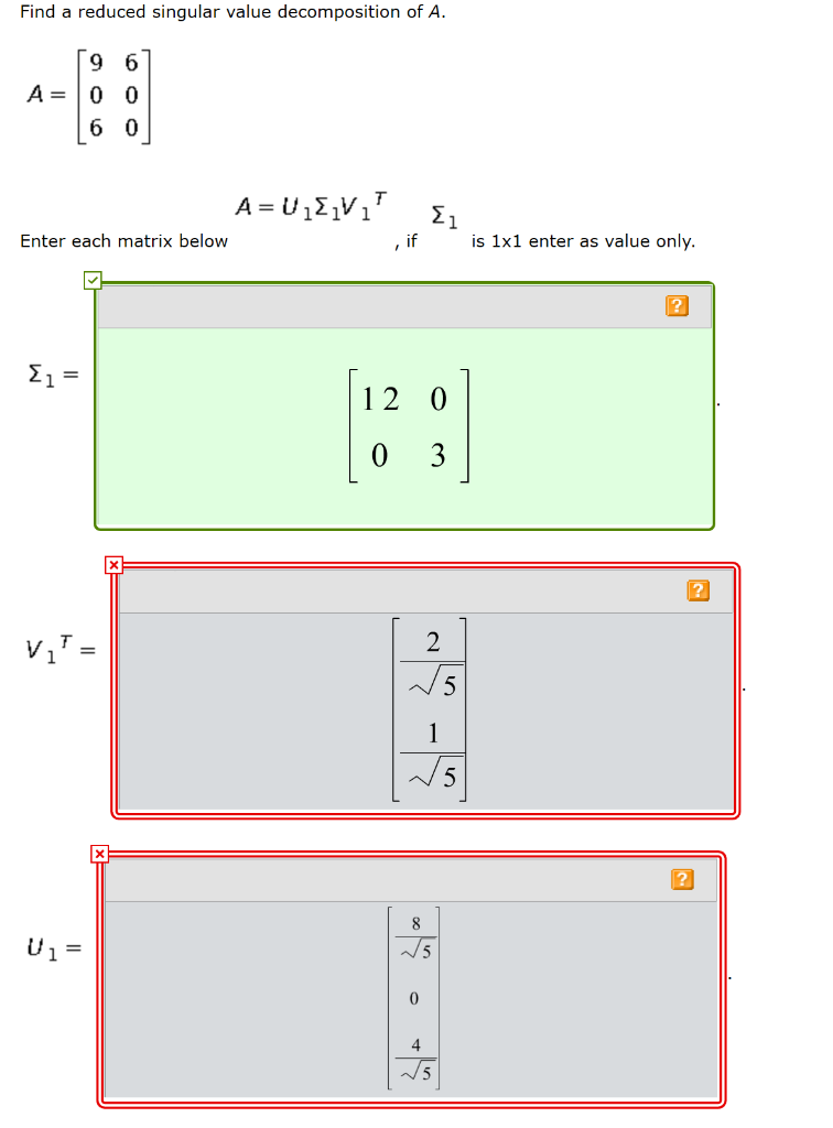Solved Find a reduced singular value decomposition of A 9 6 | Chegg.com