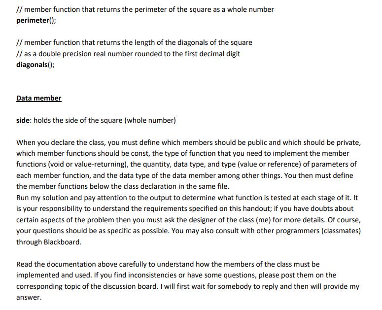 Solved Your Program For your program you will create a class | Chegg.com