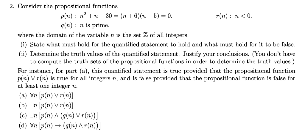Solved 2. Consider the propositional functions p(n): nºn – | Chegg.com