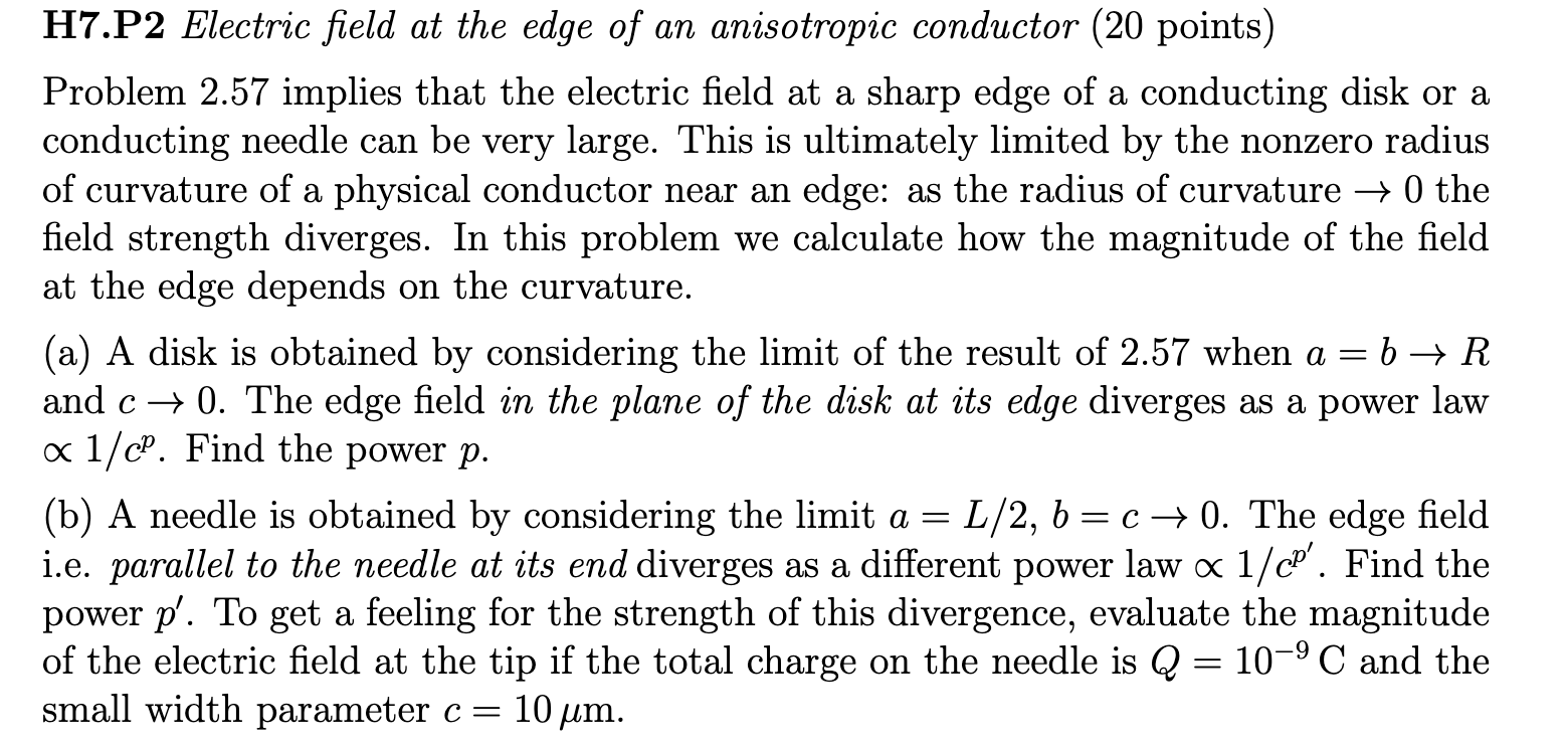 Solved H7.P2 Electric field at the edge of an anisotropic | Chegg.com