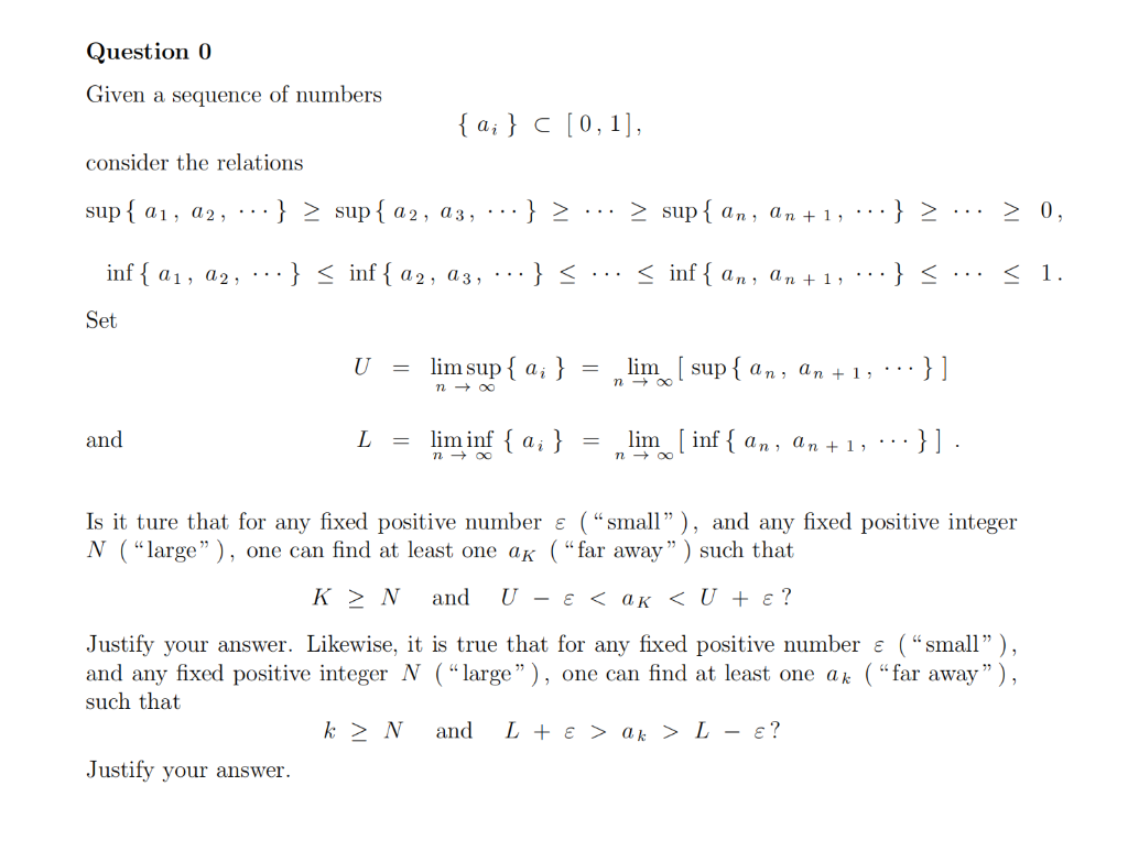 Solved Given a sequence of numbers {ai}⊂[0,1], consider the | Chegg.com