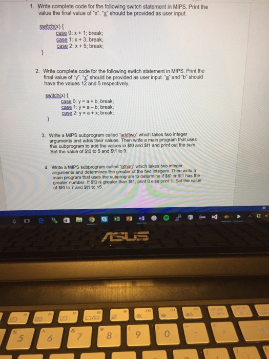 Solved . Write complete code for the following switch | Chegg.com