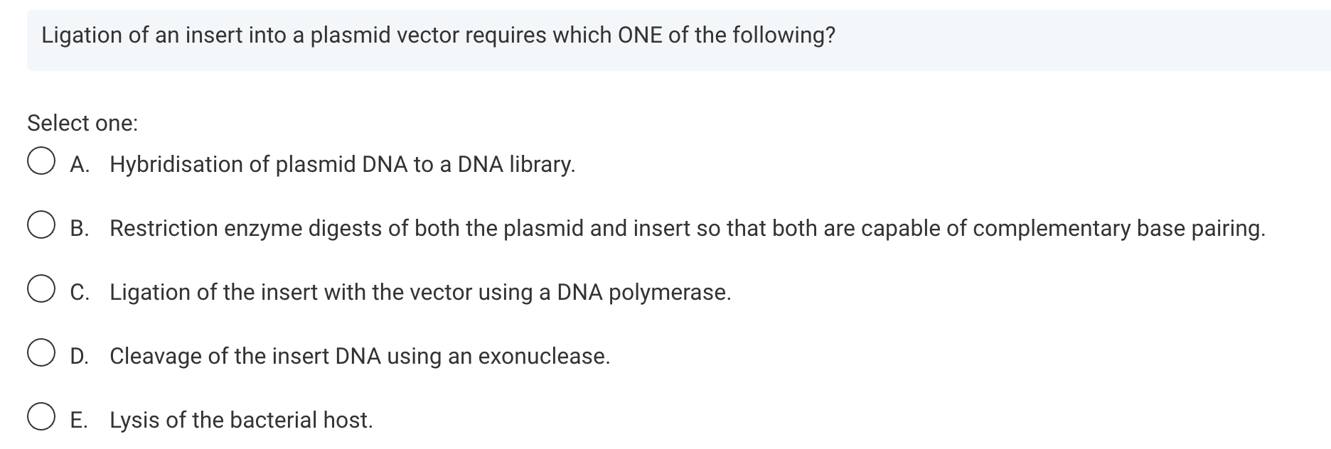 Solved Ligation of an insert into a plasmid vector requires | Chegg.com