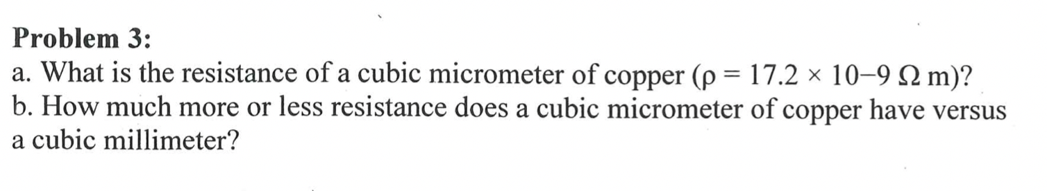 Solved Problem 3: a. What is the resistance of a cubic | Chegg.com