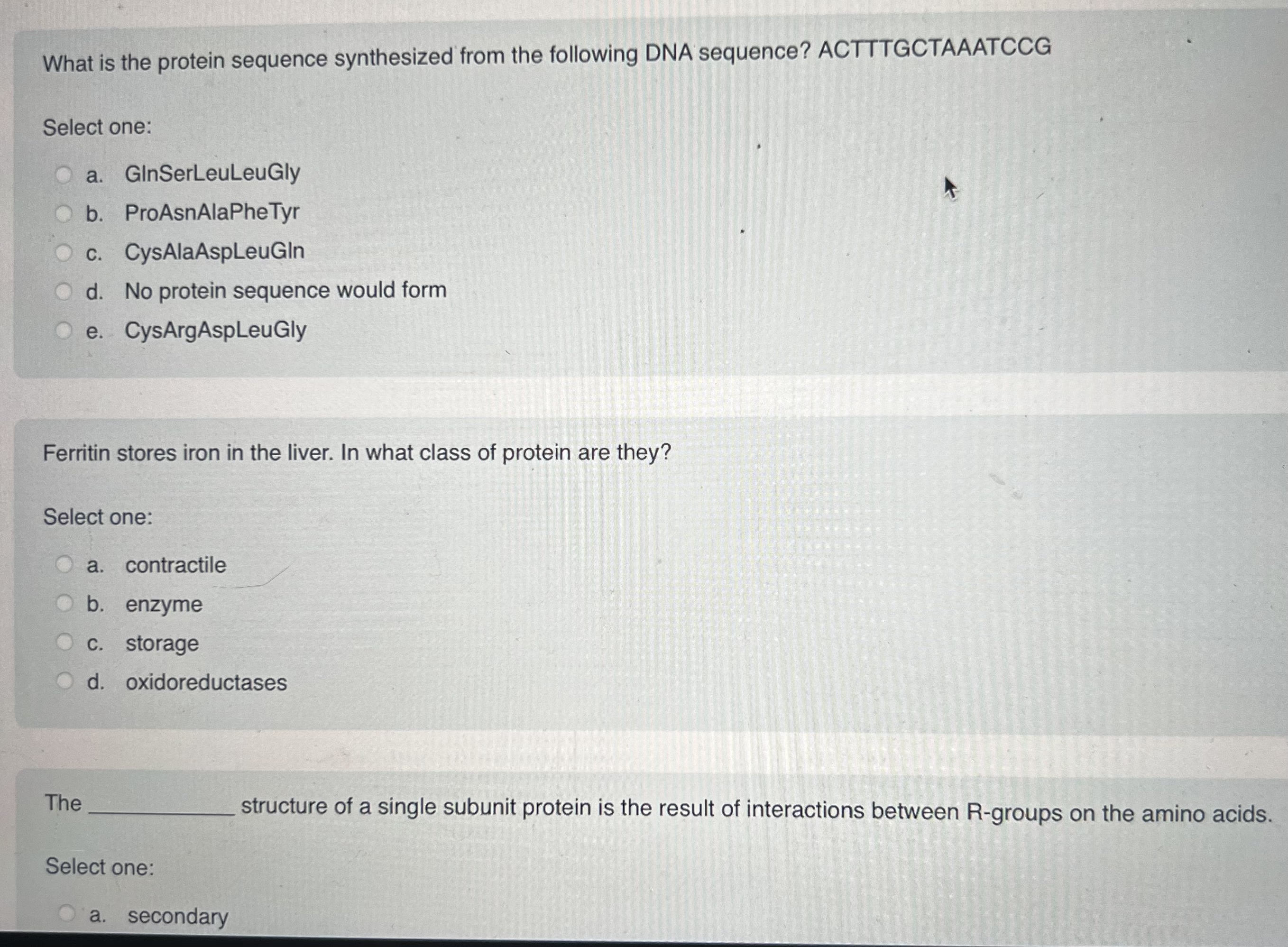 Solved What is the protein sequence synthesized from the | Chegg.com