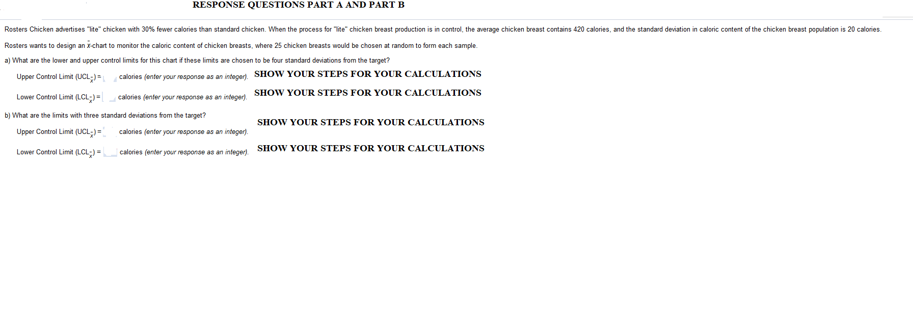 Solved RESPONSE QUESTIONS PART A AND PART B Rosters Chicken | Chegg.com