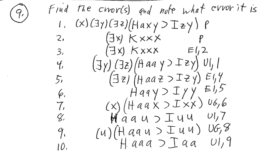 Logic: Find error(s) and note what error it is. | Chegg.com