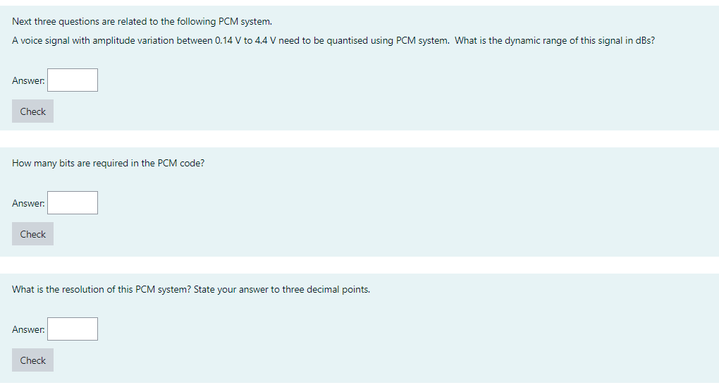 Solved Next three questions are related to the following PCM | Chegg.com
