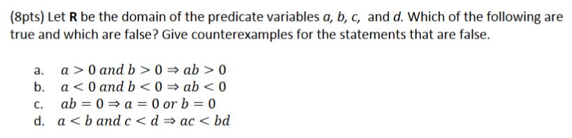 Solved (8pts) Let R be the domain of the predicate variables | Chegg.com