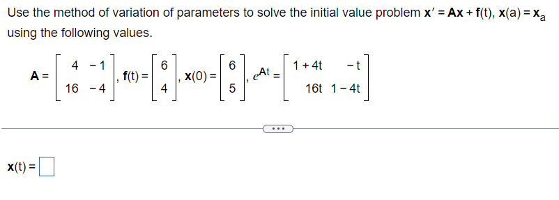 Solved Use the method of variation of parameters to solve | Chegg.com