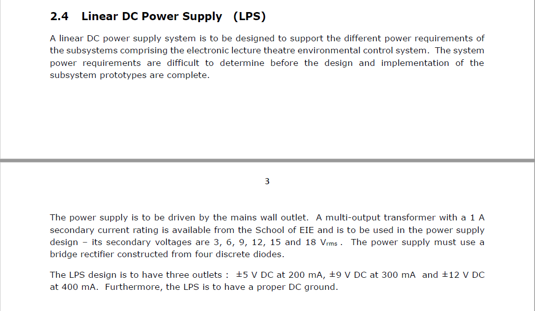 Solved 2.4 Linear DC Power Supply (LPS) A linear DC power | Chegg.com
