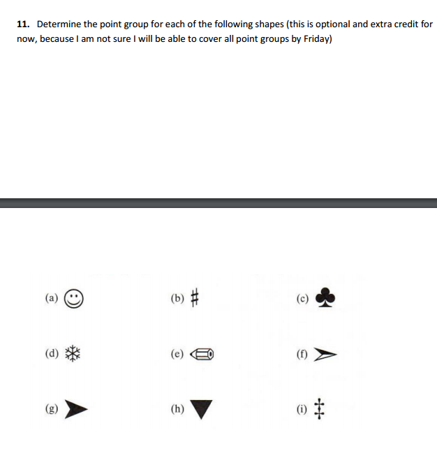 Solved 11. Determine the point group for each of the | Chegg.com