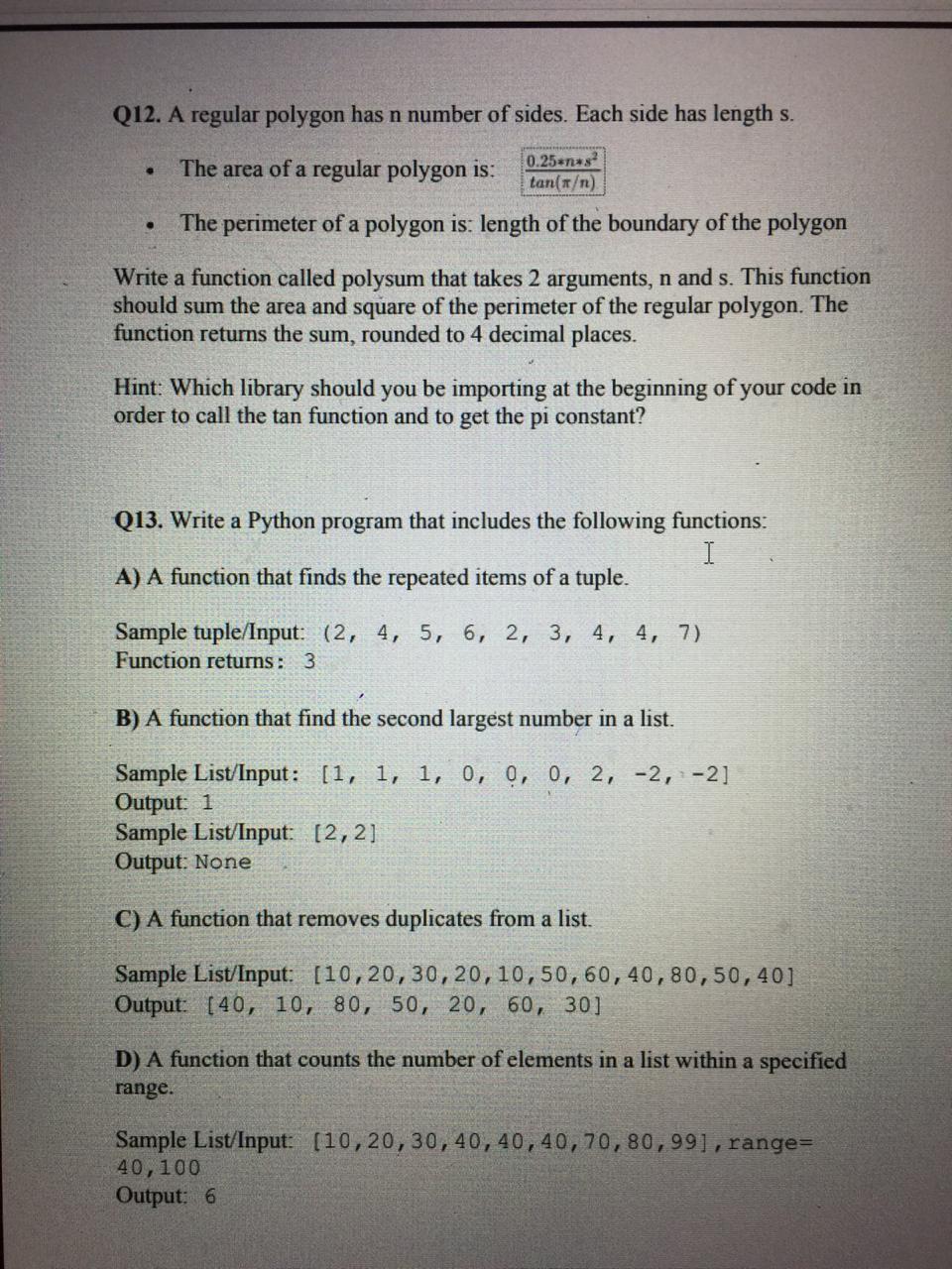 Solved Q12. A regular polygon has n number of sides. Each | Chegg.com