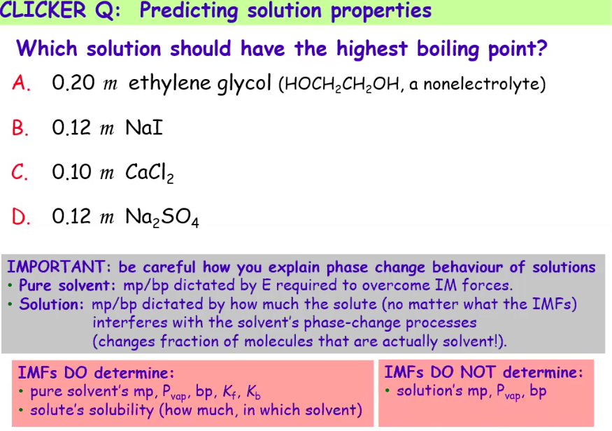 Solved CLICKER Q: Predicting solution properties Which | Chegg.com