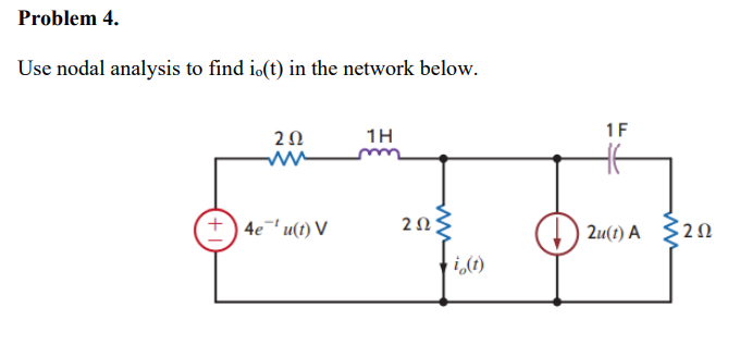 Solved Use nodal analysis to find io(t) in the network | Chegg.com