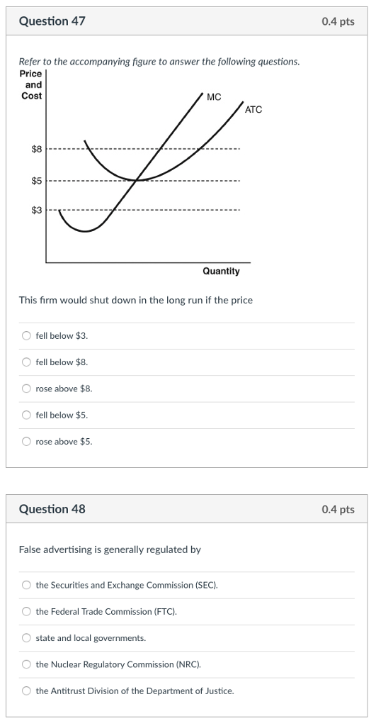 Solved Question 45 0.4 pts Refer to the accompanying figure | Chegg.com