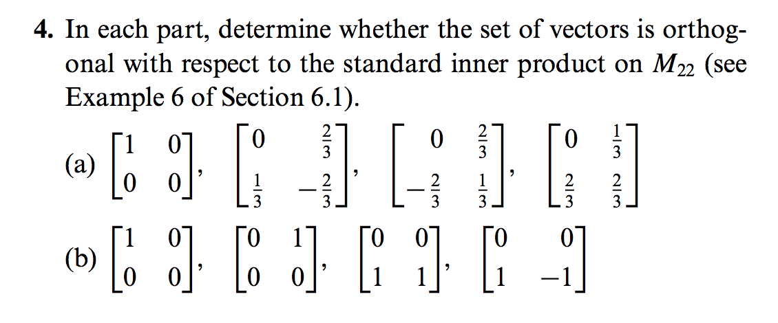 Solved 4 In Each Part Determine Whether The Set Of Vectors