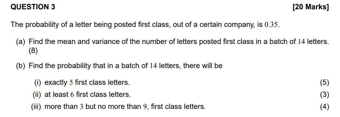 Solved The probability of a letter being posted first class, | Chegg.com