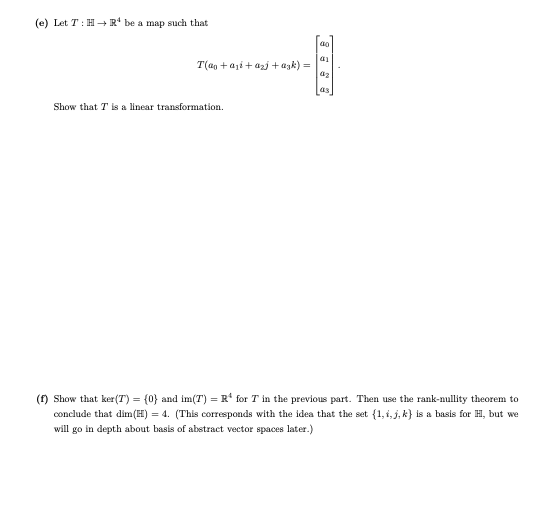Solved Assignment B3: Quaternion Consider the set H = | Chegg.com