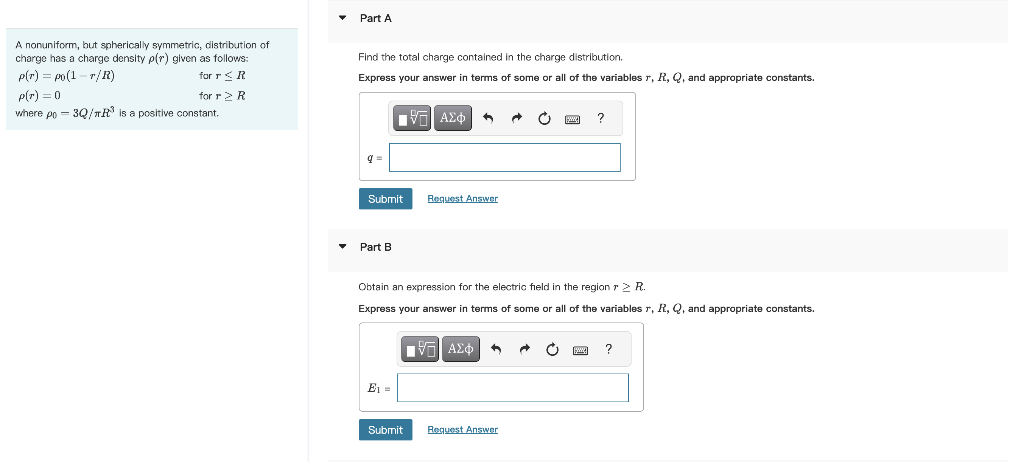 Solved A nonuniform, but spherically symmetric, distribution | Chegg.com