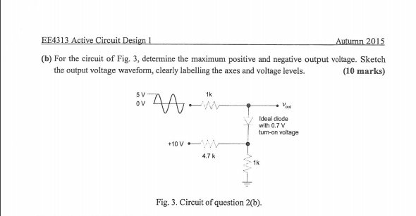 Solved EE4313 Active Circuit Design 1 Autumn 2015 (b) For | Chegg.com