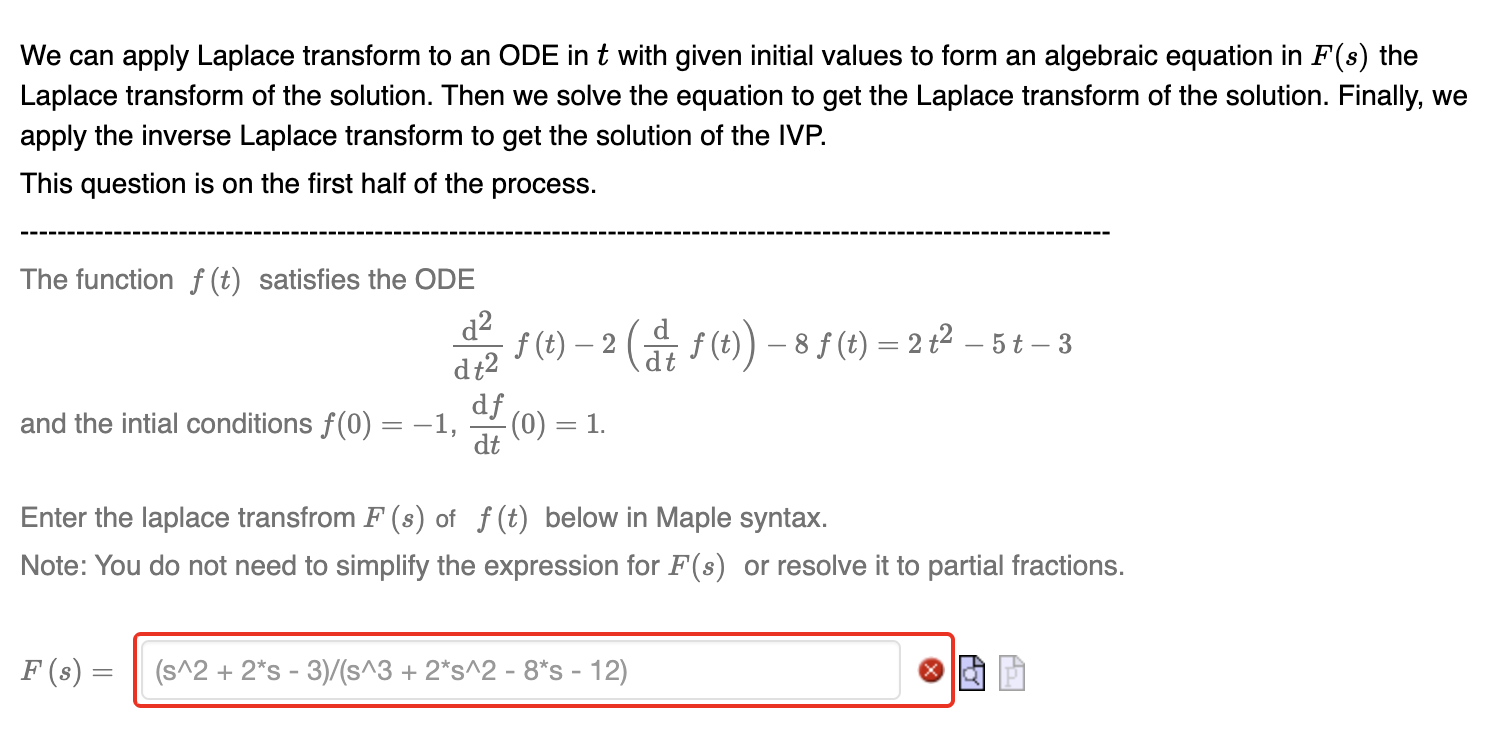 Solved We can apply Laplace transform to an ODE in t with | Chegg.com