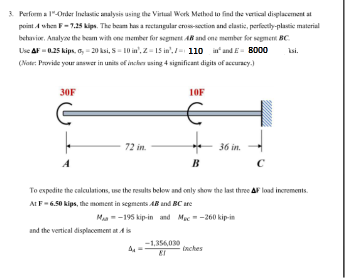 3. Perform a 1%-Order Inelastic analysis using the | Chegg.com