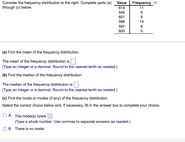 Solved Consider the frequency distribution to the right. | Chegg.com