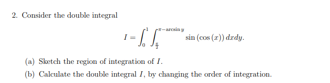 Solved 2. Consider the double integral | Chegg.com