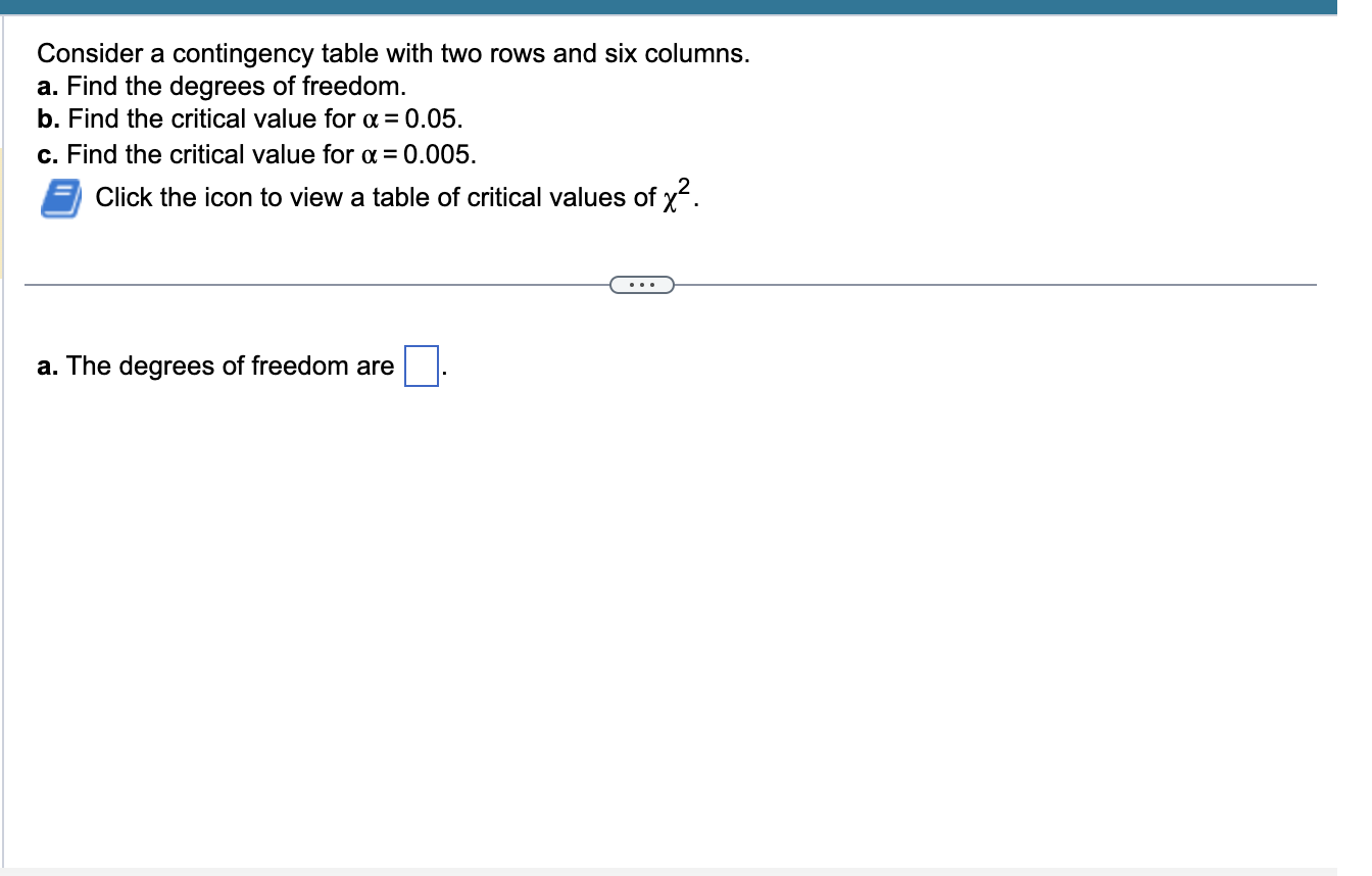Solved Consider a contingency table with two rows and six | Chegg.com