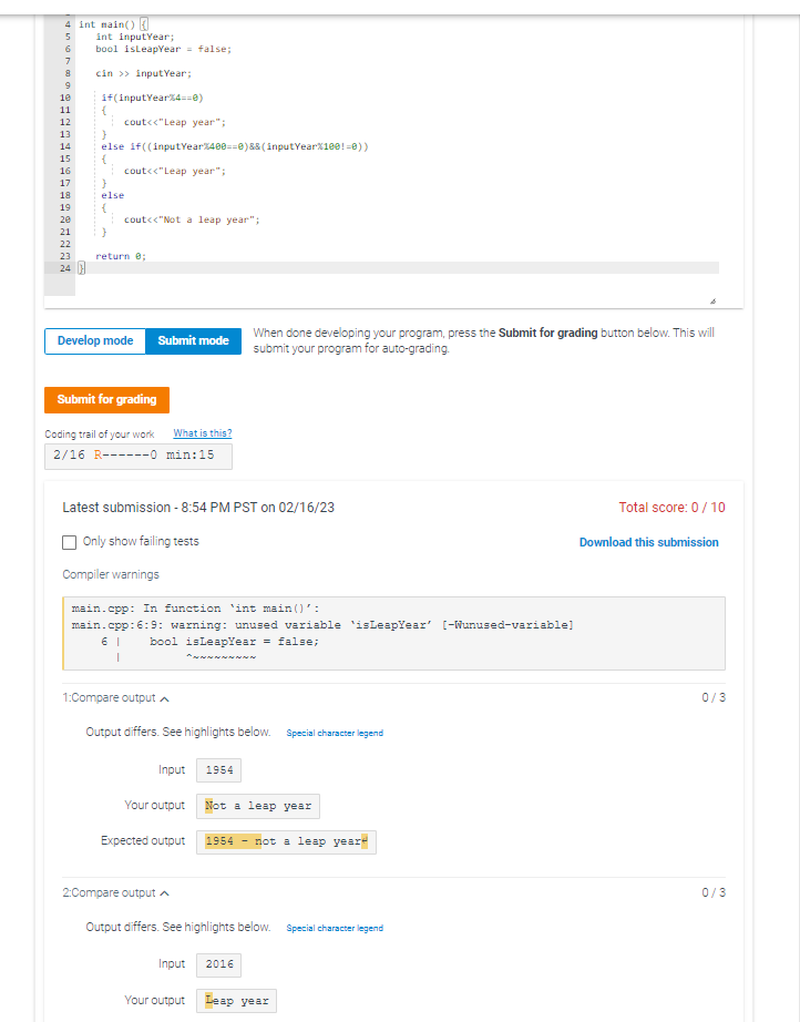 Solved 3.27 LAB: Leap year A year in the modern Gregorian | Chegg.com