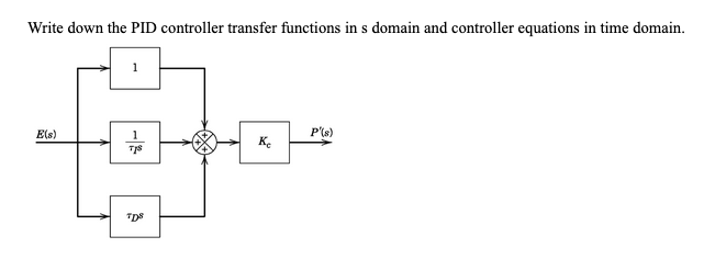 Solved Write down the PID controller transfer functions in s | Chegg.com
