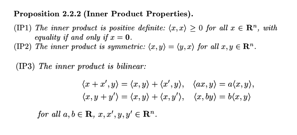 Solved Proposition 2.2.2 (Inner Product Properties). (IPI) | Chegg.com
