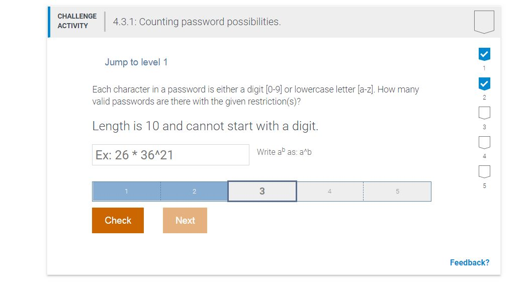 Solved CHALLENGE ACTIVITY 4.3.1: Counting password | Chegg.com