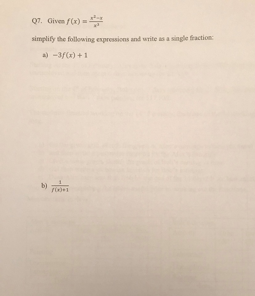 Solved Q7. Given f(x) = **** x3 simplify the following | Chegg.com