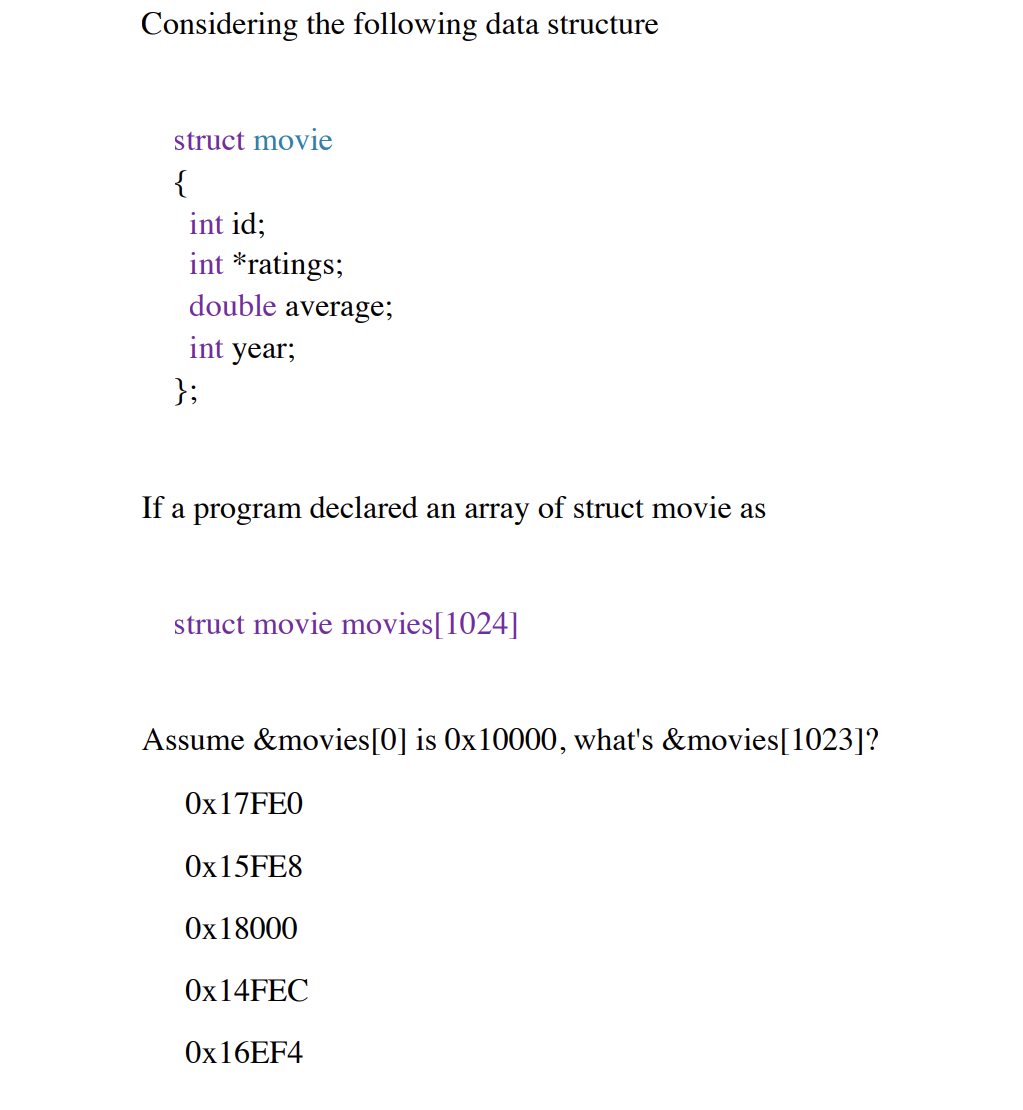 Solved The result of sizeof (struct struct_8) - Consider the | Chegg.com Solved The result of sizeof (struct struct_8) - Consider the | Chegg.com