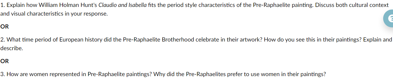 Solved 1. Explain how William Holman Hunt's Claudio and | Chegg.com