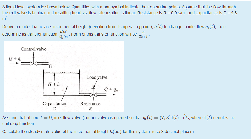 Solved A liquid level system is shown below. Quantities with | Chegg.com