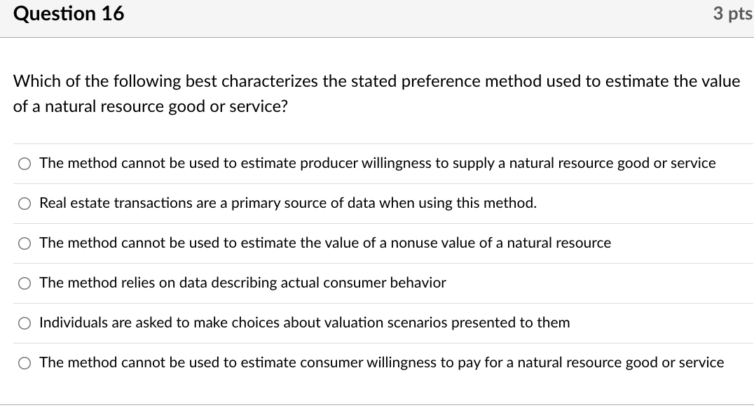 Solved Question 16 3 pts Which of the following best | Chegg.com