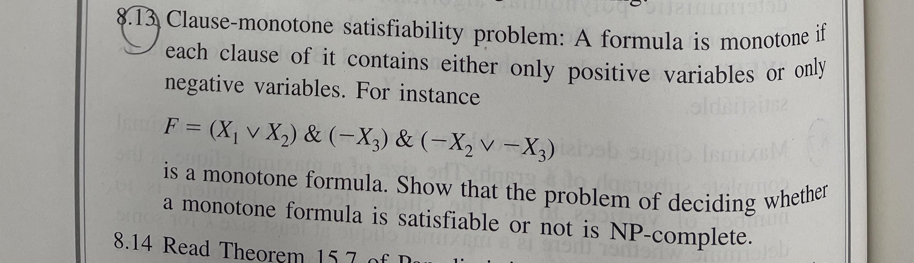 Solved 8 13 Clause Monotone Satisfiability Problem A