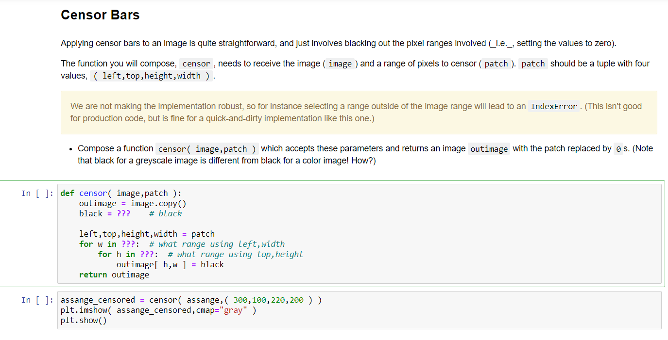 Solved Censor Bars Applying censor bars to an image is quite | Chegg.com