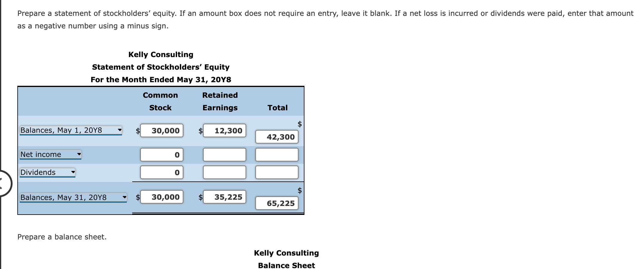 Prepare a statement of stockholders' equity. If an | Chegg.com