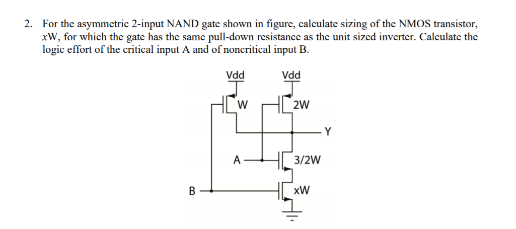 Solved 2. For the asymmetric 2-input NAND gate shown in | Chegg.com