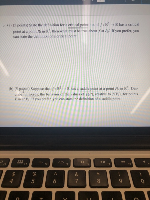 Solved 3. (a) (5 points) State the definition for a critical | Chegg.com