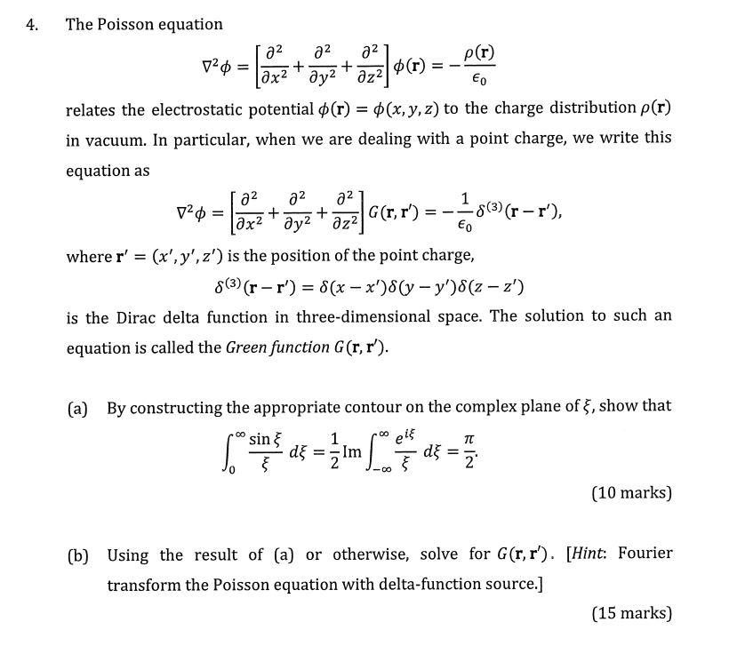 Solved 4. v2 = La + The Poisson equation 22 22 22 p(r) + (r) | Chegg.com