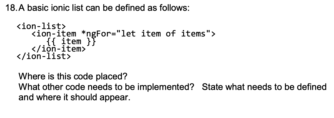 Solved 18. A basic ionic list can be defined as follows: | Chegg.com